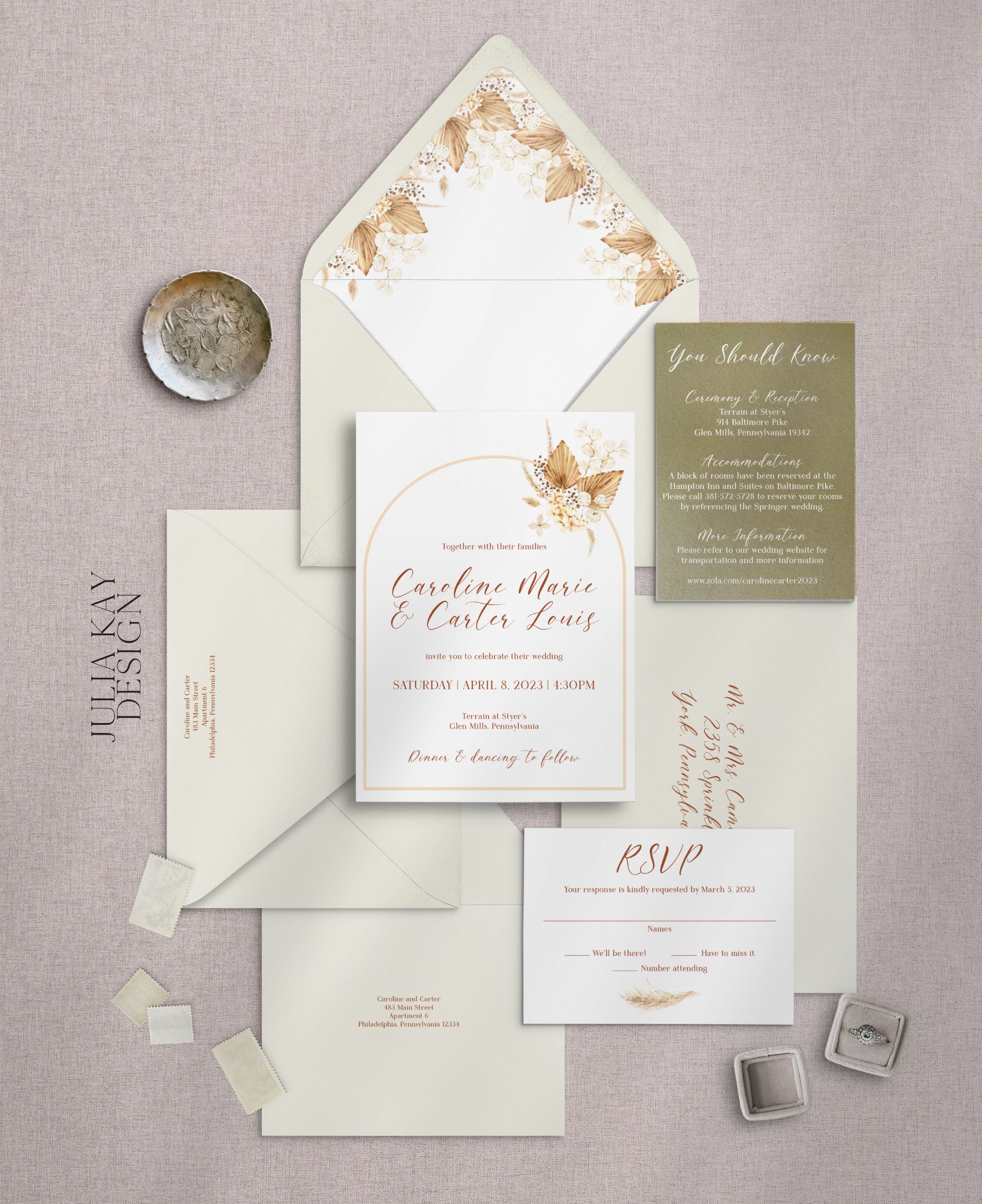 Terracotta wedding envelopes | Honestweddingadvice.com