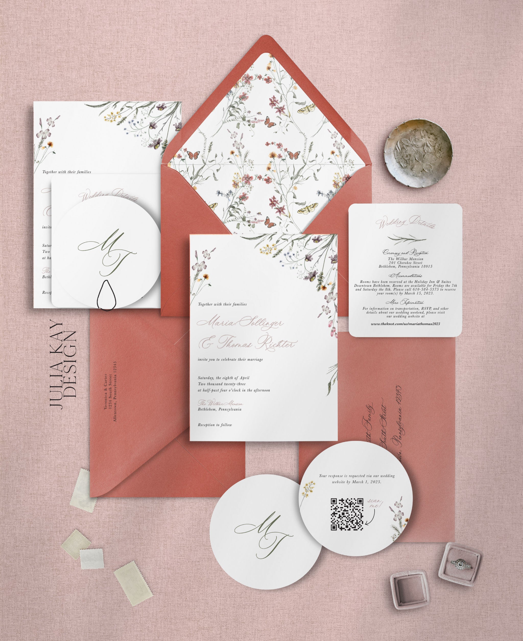 Floral Fairy Garden Circle Die-Cut Wedding Invitation Set – Julia Kay ...