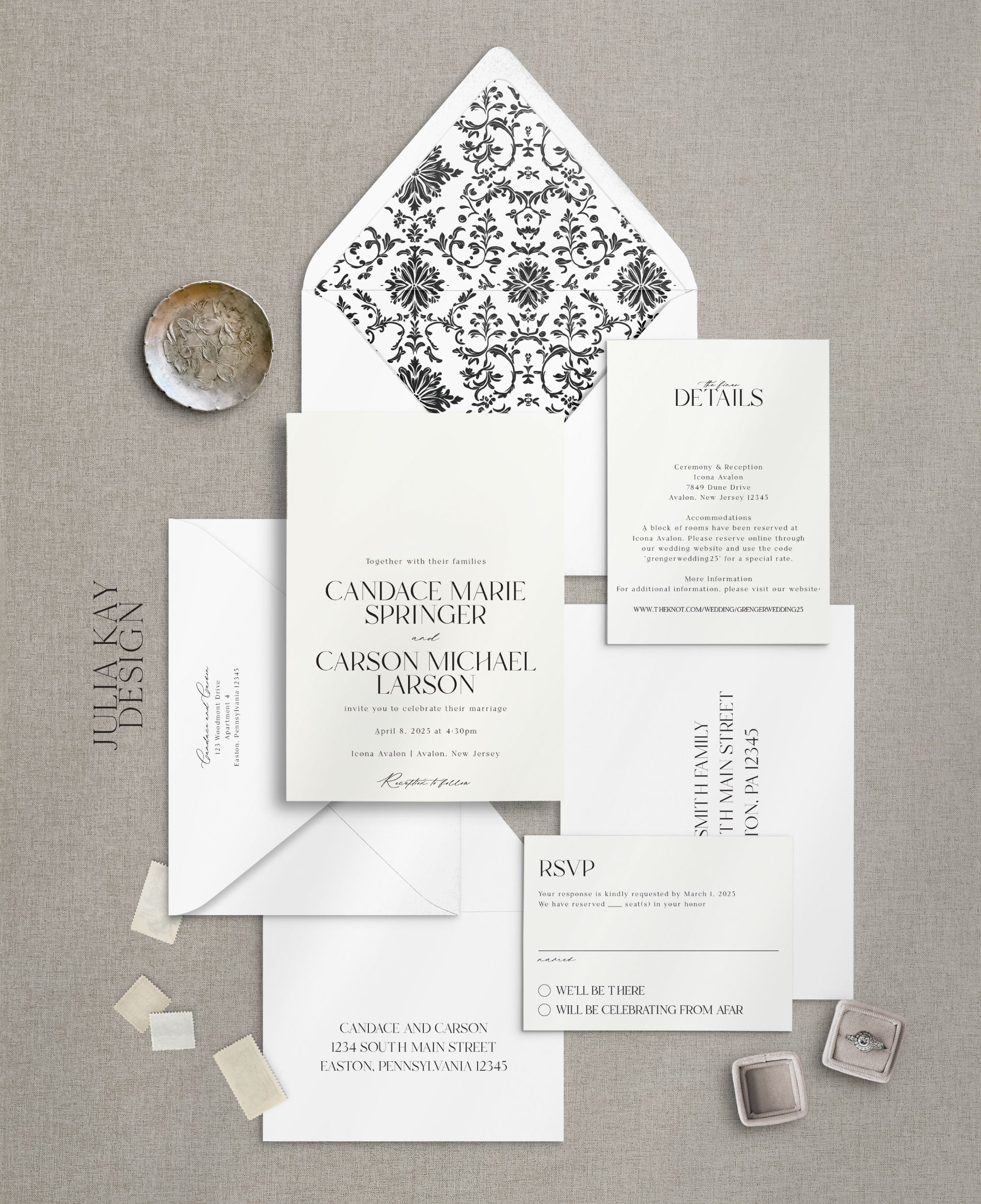 Ink and Ivory Wedding Invitation Set – Julia Kay Design